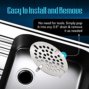 STEADYKLEEN - 3.5-inch Commercial Sink Strainer on 3 Tier Sink Twist Waste Drain, Durable Flat Kitchen Strainer with Tabs, (not Meant for Residential use)