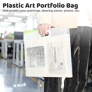 CDOKY 2PCS Art Portfolio Bags, 17.3 x 13.2 Inches Plastic Portfolio Folders with Handles, Waterproof Portfolio Bags for Artwork Keepsakes Drawing Sketches Photography Posters