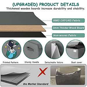 JAYSDAYLY Large Toy Box Storage Organizer,Sturdy Toys Storage Chest Bin Basket with Dividers and Lids for Toddlers,Boys,Girls,Nursery,Closet,Living Room Area,Playroom(Grey Astronaut)