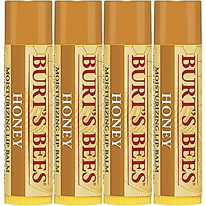 Burt's Bees Lip Balm - Honey, Lip Moisturizer With Responsibly Sourced Beeswax, Tint-Free, Natural Origin Conditioning Lip Treatment, 4 Tubes, 0.15 oz.