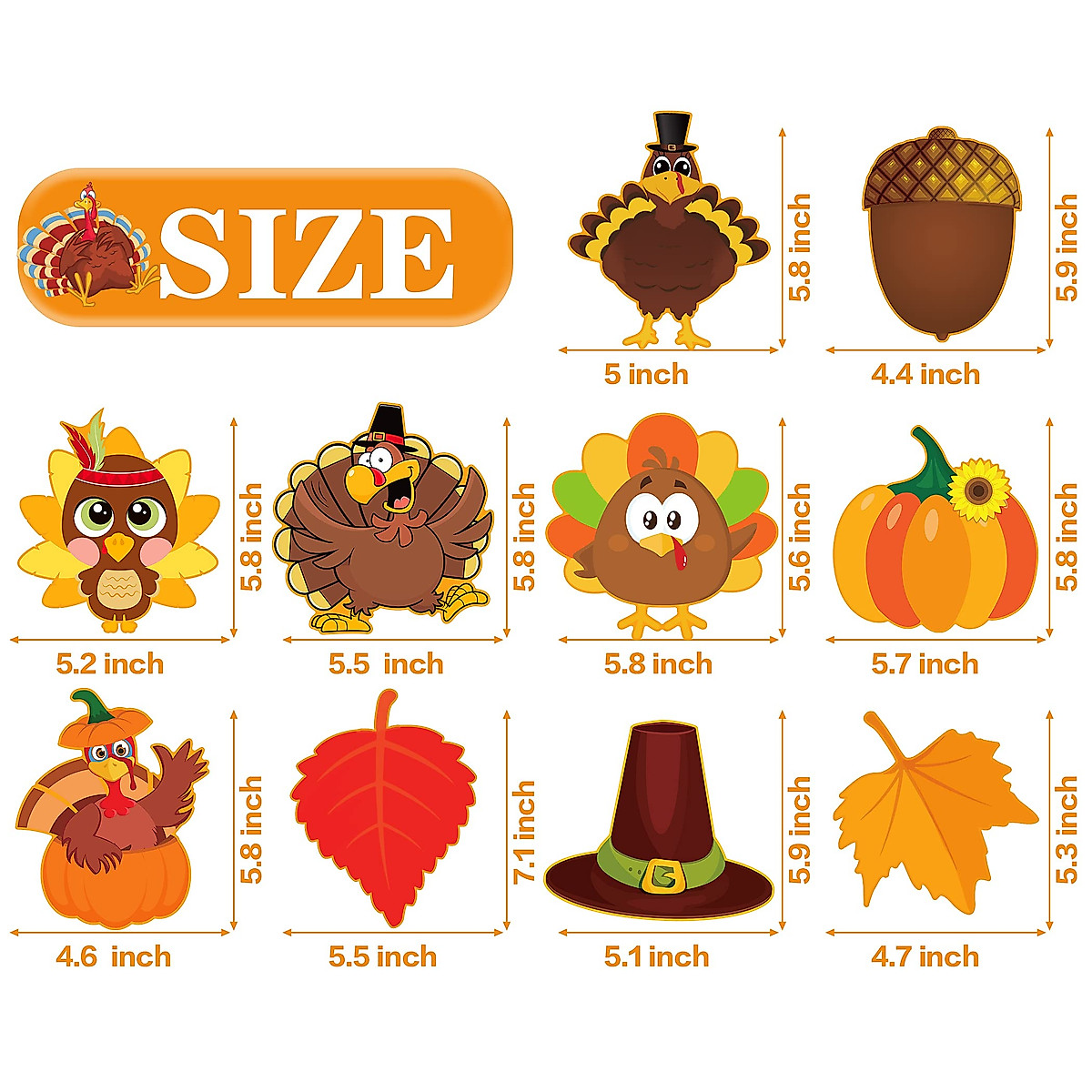 Joy Bang Fall Bulletin Board Decorations, 50 Pcs Autumn Fall Cutouts Pumpkin Leaves Turkey Cutouts for Classroom School Thanksgiving Bulletin Board Decorations Decor