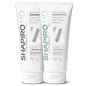 Hair Loss Shampoo and Conditioner | DHT Fighting Vegan Formula for Thinning Hair Developed by Dermatologists | Experience Healthier, Fuller & Thicker Looking Hair – Shapiro MD | 1-Month Supply