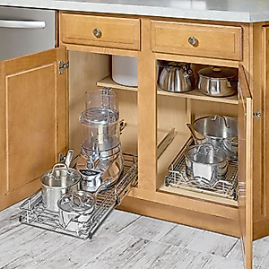 HOLD N' STORAGE Pull Out Cabinet Organizer, Heavy Duty-with Lifetime Limited Warranty -11”W x 21”D - Requires At Least a 12-1/4” Cabinet Opening, Steel Metal cabinet drawers slide out, Chrome Finish