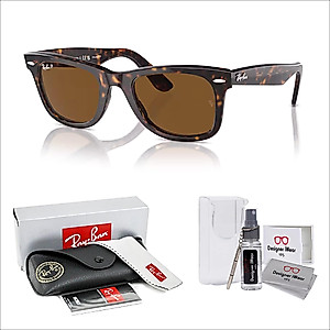Ray-Ban RB2140 902/57 50M Tortoise/Crystal Lens Brown Polarized Square Sunglasses For Men For Women + BUNDLE with Designer iWear Eyewear Kit
