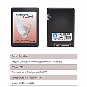 FATTYDOVE 2.5 inch SSD 120GB Internal Solid State Drive SATA3 SSD Drive 2.5 inch 6Gb/s for PC/Laptop with SATA III Cable (120GB SSD Drive)
