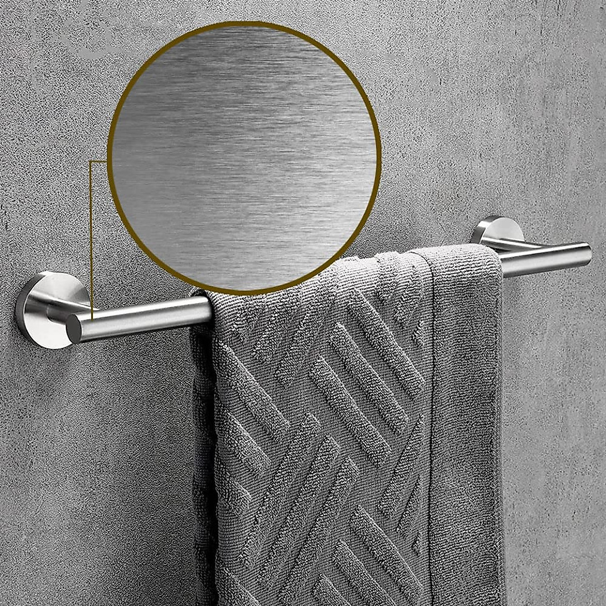 Round Bathroom Accessories Stainless Steel Brushed Toilet Paper Holder Towel Ring Robe Hook Towel Rail Bar Bathroom Hardware,60cm Towel Bar