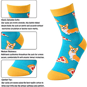 HAPPYPOP Novelty Silly Big Boys Socks Kids Corgi Socks, Funny Gifts for Teen Boys Corgi Gifts 7 to 10 Years