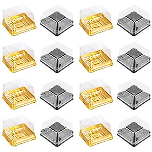 Hemoton Mini Cake Box 100Pcs Clear Plastic Mini Cupcake Cookie Box Muffins Mooncakes Box Pastry Packing Boxes Christmas Holiday Party Favors Supplies Mini Mooncake Box