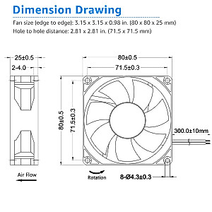 GDSTIME 2 Pack 80mm x 80mm x 25mm 12V DC Brushless Cooling Fan