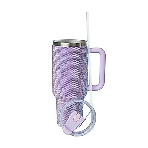 Sip+Sea Grenada 40oz Rhinestone-Encrusted Insulated Tumbler - Premium Bling Stainless Steel Water Bottle with Handle, Double Wall Vacuum Technology, Includes Leakproof Lid and Straw