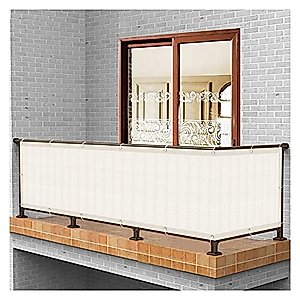 ALBN Balcony Privacy Screen Fence Shade Net Cover Windproof UV Protection with Eyelet HDPE Anti-Aging for Outdoor Roof Garden Backyard (Color : White, Size : 0.9x10m)
