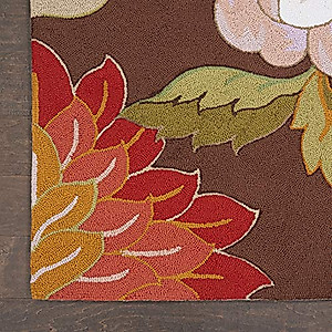 Nourison Fantasy Chocolate 5' x 7'6" Area-Rug, Modern, Floral, Bed Room, Living Room, Dining Room, Kitchen, Easy washing, Non Shedding, (5' x 8')