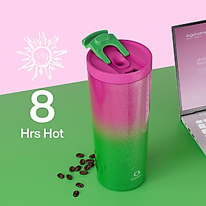 ENCOOL 30 oz Insulated Tumbler with Lid and Straw, 100% Leakproof Travel Coffee Mug, Stainless Steel Coffee Tumbler, Keeps Cold for 24 Hours or Hot for 8 Hours, Car Cup Holder Friendly (Fuchsia)