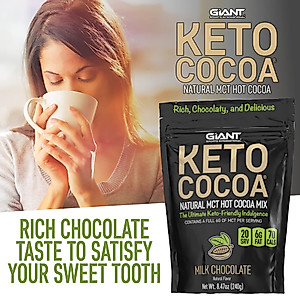 Keto Cocoa | Delicious Sugar Free Instant Hot Chocolate Mix with 6g of MCTs for Ketogenic Diet Low Carb Lifestyle | No Gluten | 20 Servings