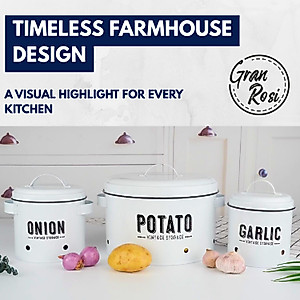 Granrosi Potato Storage For Pantry, Canister Sets for the Kitchen Counter, Onion Storage Containers, Garlic Keeper For Counter, Potato and Onion Storage Bin, Onion Keeper, Potato Bin, Potatoes Storage