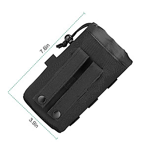 ProCase Tactical Molle Water Bottle Pouch, Military Bottle Holder with Top Drawstring & Mesh Bottom, Portable Water Container Pouch Bag Hydration Carrier for Camping Hiking Hunting Traveling –Black