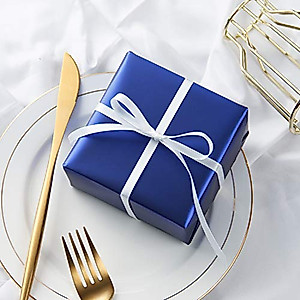 RUSPEPA Blue Metallic Wrapping Paper - Solid Color Matte Paper Perfect for Wedding,Birthday,Christmas,Baby Shower - 17.3 Inches X 32.8 Feet