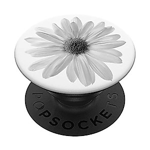 Black and White Daisy Flower PopSockets PopGrip: Swappable Grip for Phones & Tablets
