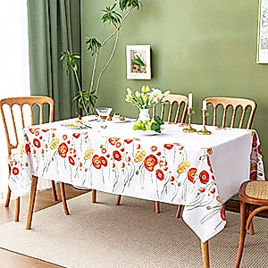 Romanstile Spring Rectangle Tablecloth - 60 x 84 Inch - Waterproof Decorative Floral Pattern Table Cloth Stain Resistant Wrinkle Free Printed Table Cover for Dinner/Party/Indoor/Outdoor