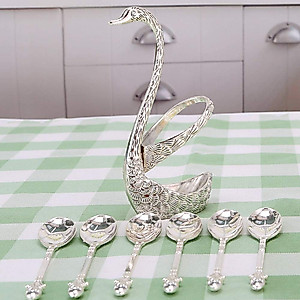 Stainless Steel Tableware Storage, Zinc Alloy Spoon Holder, Kitchen Utensils Room Decoration for Home(silver)