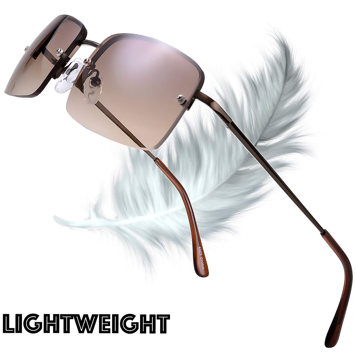 The Fresh Minimalist Small Rectangular Sunglasses Clear Eyewear Spring Hinge - Gift Box Package (302-Copper, Gradient Brown, 57)