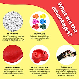 Perantlb Rock Climbing Holds Set Ninja Tree Climbing Holds for Kids Climber, Tree Climbing kit with 6 Ratchet Straps for Outdoor-Ninja Tree Climber, Play Set Climber Attachments with Carry Bag…