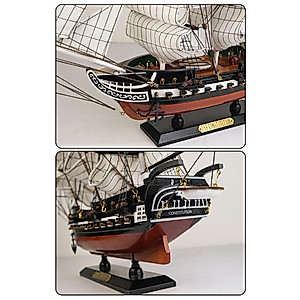 SAILINGSTORY Wooden Ship Model Sailboat Decor USS Constitution 1/150 Scale Replica Frigate Medium