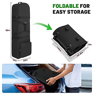 DAREKUKU Soft Sided Golf Travel Bag for Airlines With Wheels, Foldable Golf Club Travel Cover for Extra Protection, 900D Heavy Duty Oxford Wear-Resistant, Handle Style (Black)