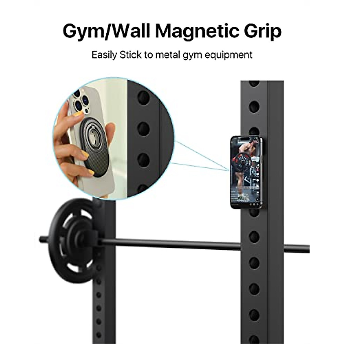 [2023 Newest] andobil Easyfly Magnetic Phone Grip [Strongest Magnet Power] Gym Cell Phone Finger Ring Holder Compatible with MagSafe iPhone 14 Pro Max 14 13 12, Rotate Kickstand, Carbon Fiber Design