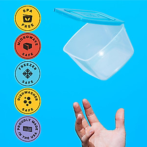 Mr. Lid Premium Attached Storage Containers | Permanently Attached Plastic Lid, Never Lose | Space Saving (17 Piece Set)