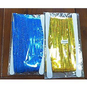 Graduation Party Decorations Navy Blue Gold 2024/Navy Blue Yellow Graduation Decorations Navy Blue Foil Fringe Curtains Graduation Backdrop Metallic Foil Fringes Curtains for Blue Gold Birthday Party