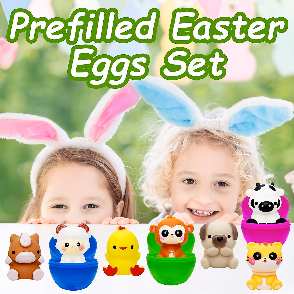 AouEtnay 12 Pcs Easter Eggs with Animal Finger Puppets Filled Easter Eggs for Kids Easter Basket Fillers, Hunt and Party Favors