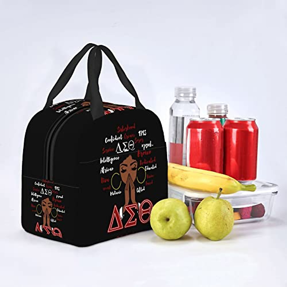 Delta-Sigma Lunch Bag Sorority Paraphernalia Gifts Reusable Lunch Box for Women Men Travel Work Hiking Black One Size