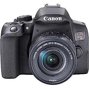 Camera Bundle for Canon EOS Rebel T8i DSLR Camera with EF-S 18-55mm f/4-5.6 is STM + Microphone with Video Kit Accessories (32GB, Tripod, Flash, and More) (Renewed)
