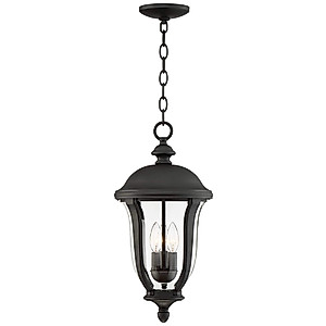 John Timberland Park Sienna Traditional Outdoor Ceiling Light Fixture Hanging Black 20" Clear Glass Decor for Exterior House Porch Patio Outside Deck Garage Front Door Garden Home Roof Gazebo