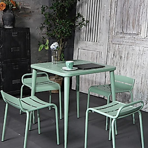 Lisuden Set of 2 Indoor-Outdoor Metal Dining Chairs, Patio Bistro Chair, Lower-Back Cafe Chairs with 18" Seat Height (Pea Green)