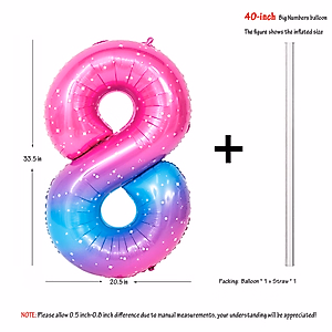 40 Inch Starry blue Number Balloons Helium Foil Mylar Balloon Birthday Party banquet Decoration (Starry blue 8)