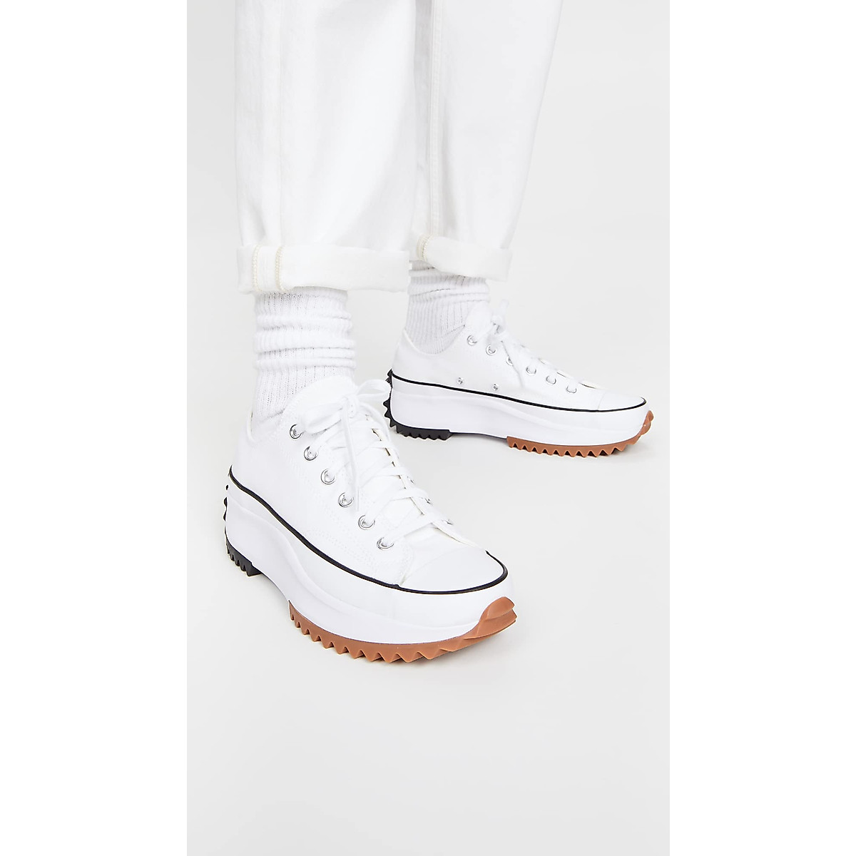 Converse Women's Run Star Hike Platform Sneakers, White/Black/Gum, 7.5 Medium US