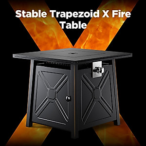 Ciays 32 Inch Gas Fire Pit Table, 50,000 BTU Propane Fire Pits for Outsides with Steel Lid and Lava Rock, 2 in 1 Square Firepit Table for Gatherings Parties on Patio Deck Garden Backyard, Black