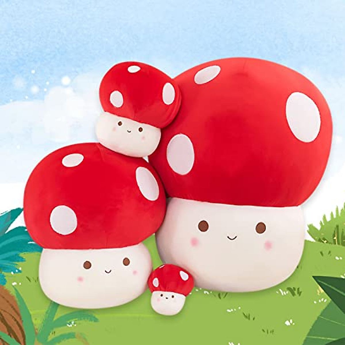 Alwoligag Cute Mushroom Plush Toy, Mushroom Stuffed Animal Throw Pillow Gift for Kids Adult 9 inch, Stuffed Mushroom Home Decor.