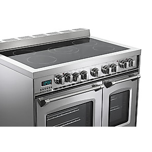 Verona Prestige Series VPFSEE365DSS 36 Inch All Electric Freestanding Range Double Oven Convection, 5 Burners Dual Center Element Chrome Knobs and Handle Stainless Steel