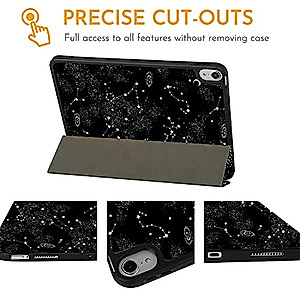 Hepix iPad Air 5th 4th Generation Case 2022 2020 Constellation, iPad 10.9 inch Case with Pencil Holder, Case for iPad Air 5/4 Case, Auto Sleep/Wake, Moon Star Space Trifold iPad 10.9 Cover, Black
