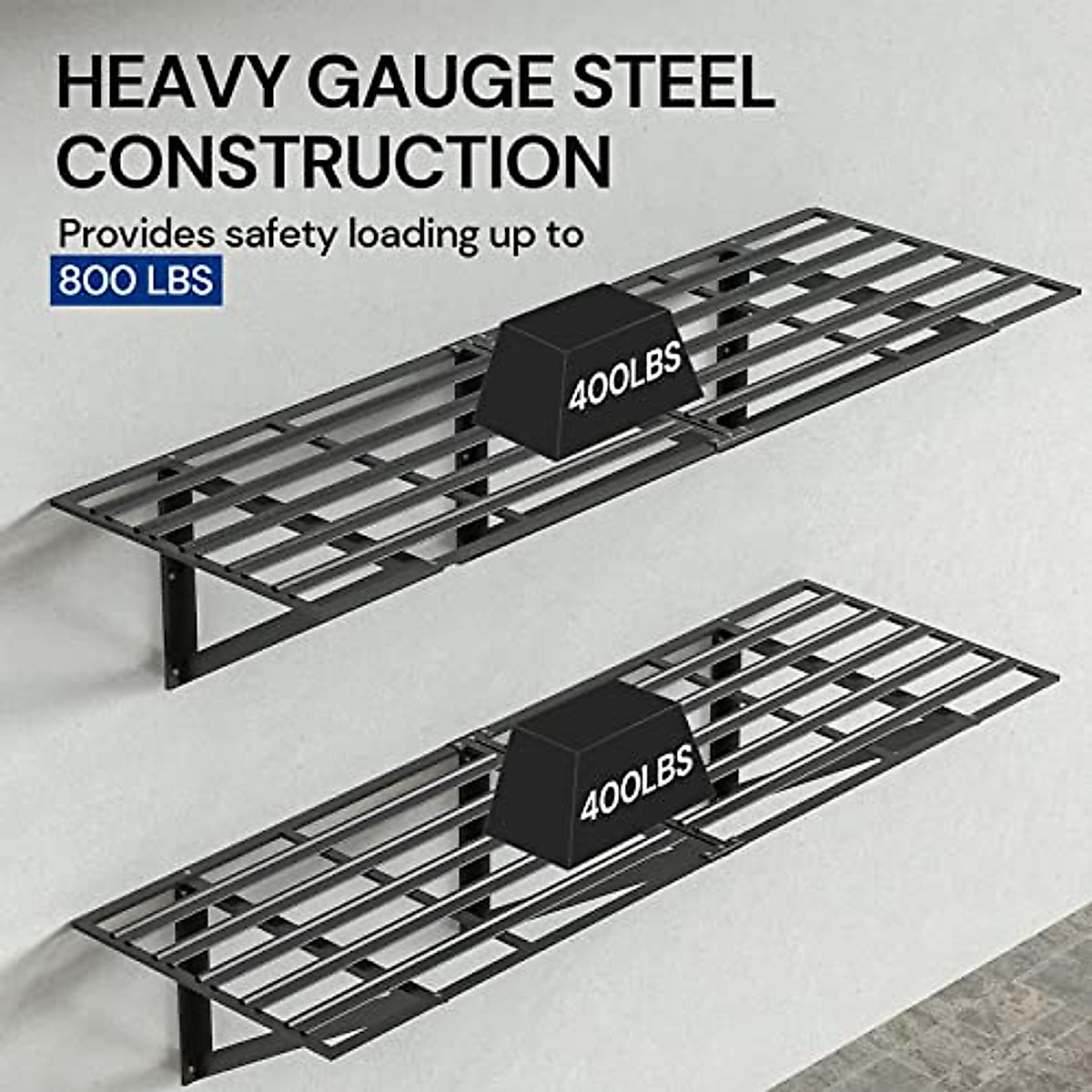 SunsGrove 2-Pack 2x6ft Wall Shelf Garage Storage Rack Garage Shelving Heavy Duty Floating Shelves, Loading 800 LBS, 24"x72", Black