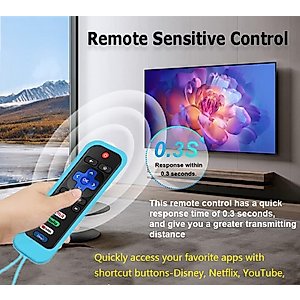 Replacement Remote for Roku TCL TV with Luminous Silicone Case, Compatible for TCL Roku, Hisense, Onn, Sharp, Element, Westinghouse, Philips Roku Series Smart TVs (Not for Roku Stick and Box)