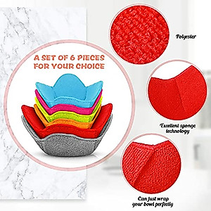 6 Pieces Bowl Cozy Multi Color Microwave Safe Bowl Holders Microwave Plate Holder Hot Bowl Holder to Protect Your Hands from Hot Dishes and Heating Soup