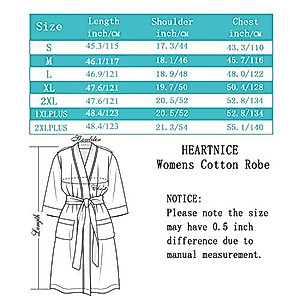 HEARTNICE Womens Cotton Robe, Soft Kimono Spa Knit Long Bathrobe Lightweight Loungewear(Grey mel.,M)