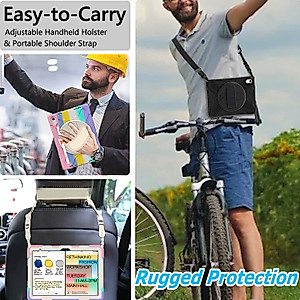 Weuiean Case for iPad 10th Generation 10.9” with Stylus, Military Grade Heavy Duty Shockproof Cover -Pencil Holder -Rotating Stand -Hand/Shoulder Strap - Colorful Pink