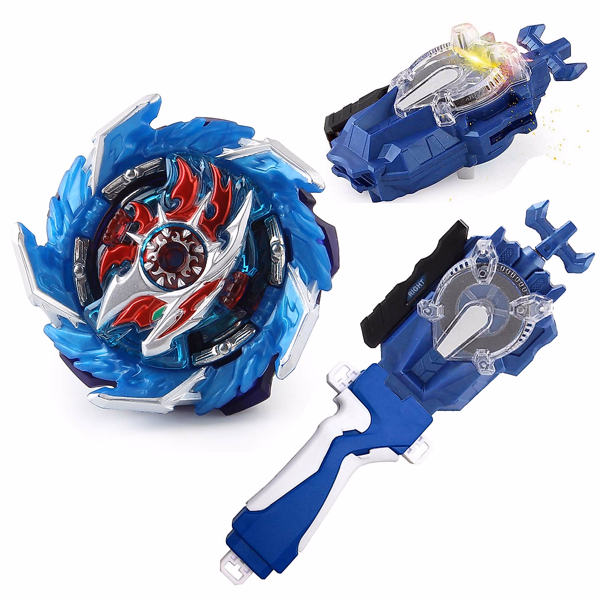 Burst Super King B-160 King Helios .Zn 1B Starter Booster with Bey Battle Burst Sparking Launcher LR Left and Right Spin and Grip Spinning Top Toys Set