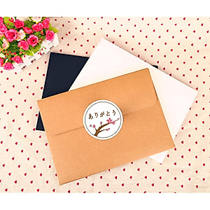 ありがとう Japanese Thank You Stickers 1.5 Inch Grateful Appreciation Labels for Baking Packing,Envelope Seals,Invitation Cards,500 Pcs Per Roll.