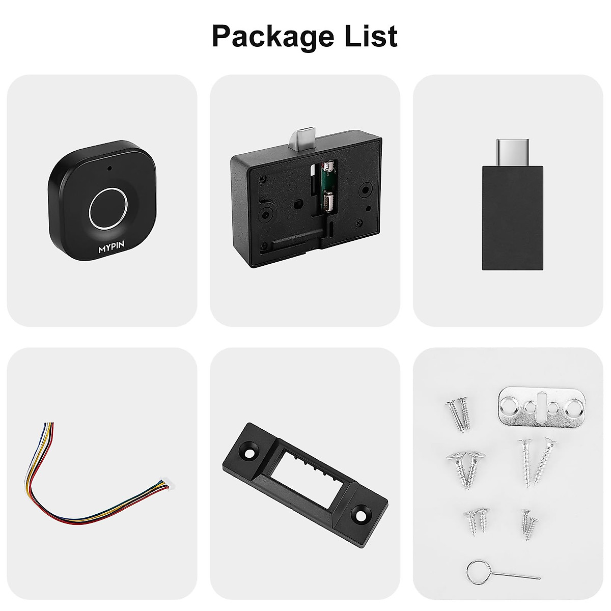 Bluetooth Fingerprint Cabinet Lock, Smart Biometric Cabinet Lock, Keyless Hidden File Drawer Wardrobe Lock, Child Safety Electric Fingerprint Lock, DIY Wooden Furniture Privacy Lock (Plastic)